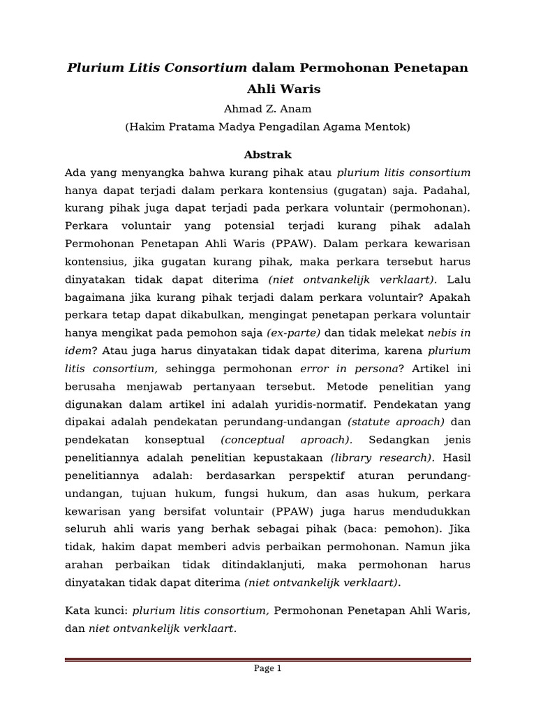 Plurium Litis Consortium dalam PPAW | PDF