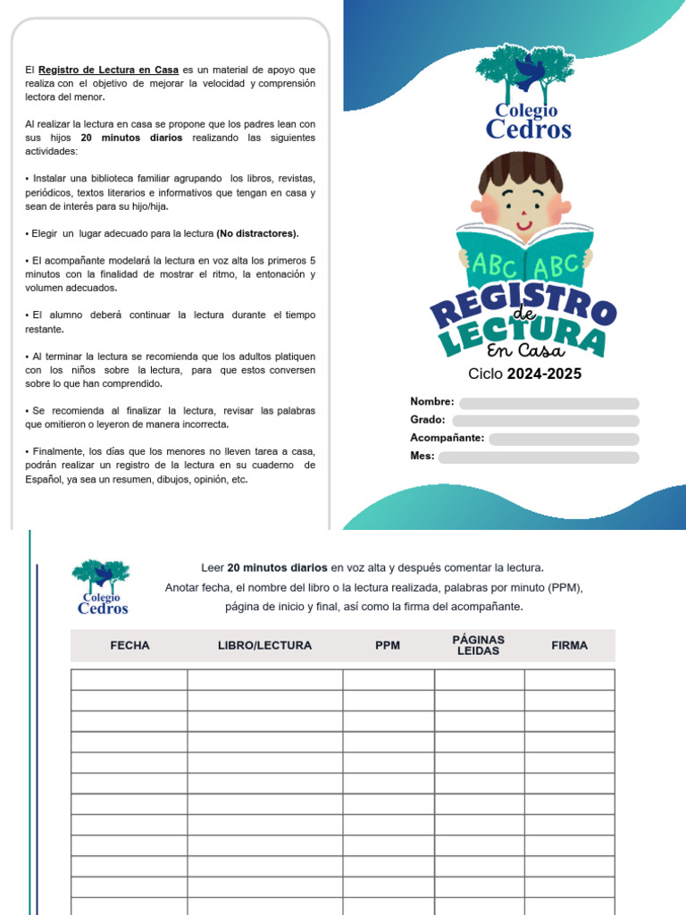 Registro de Lectura Diaria en Casa | PDF