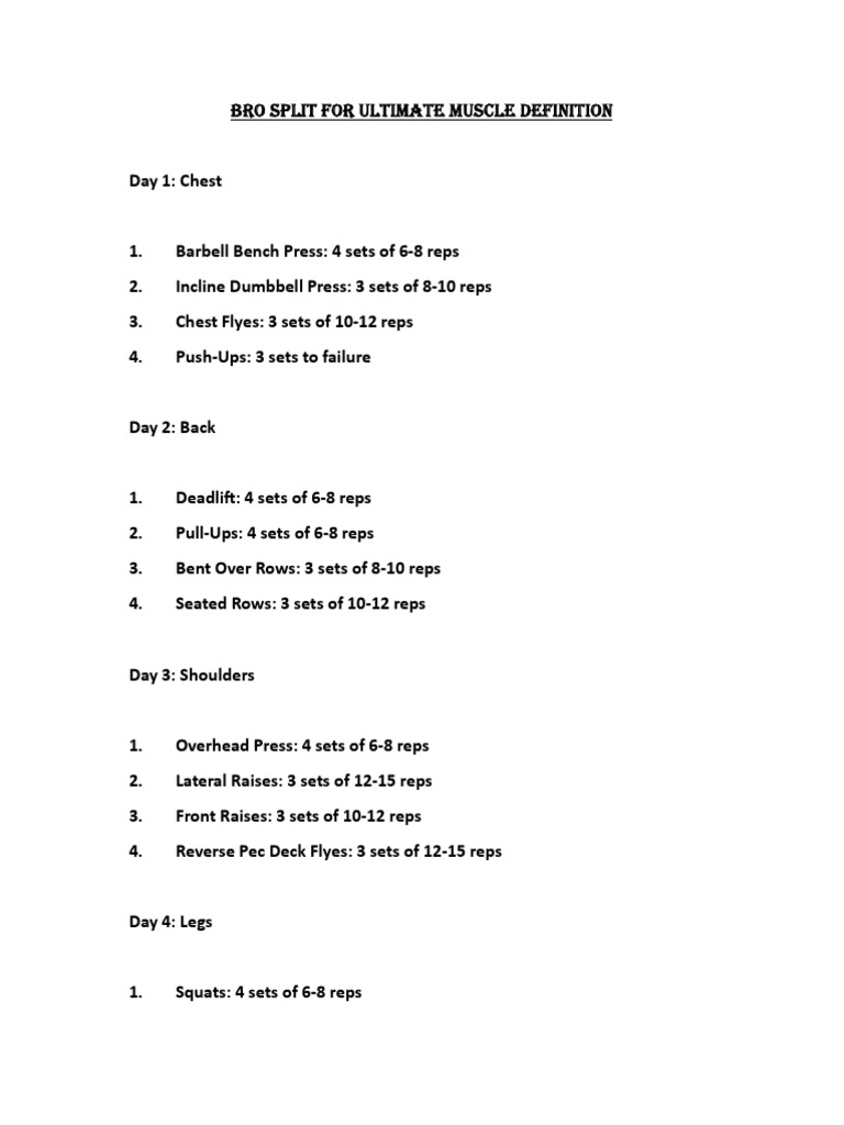 Bro Split Workout Plan | PDF