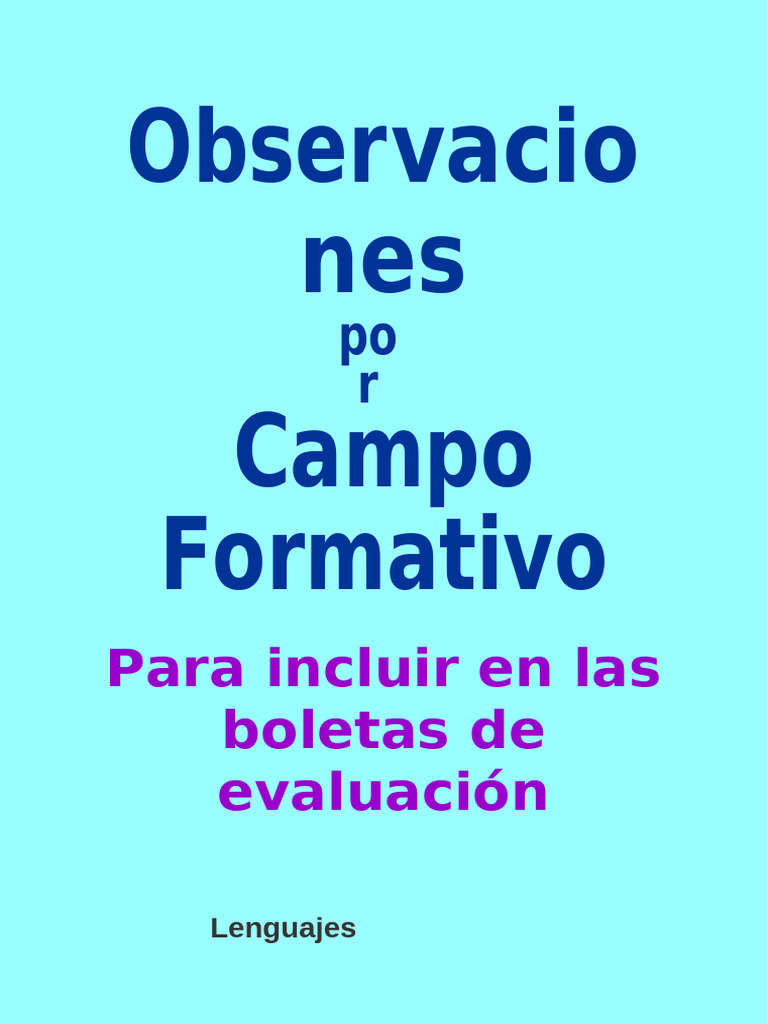 01 Observaciones Campo Formativo Primer Trimestre | PDF | Comprensión lectora | Pensamiento