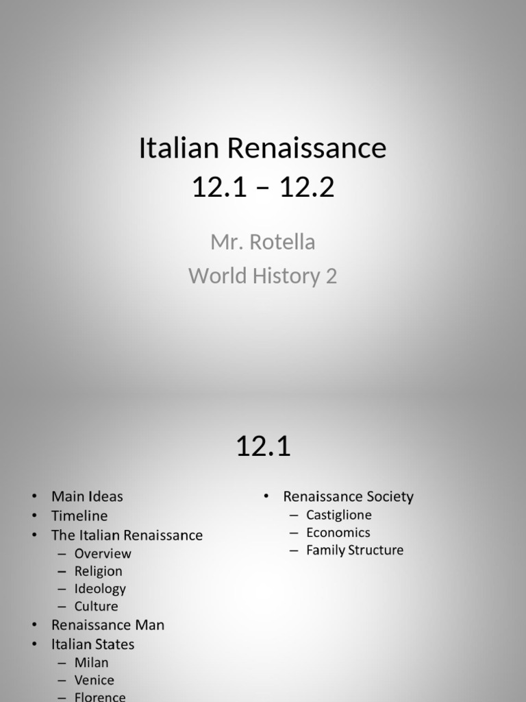 Italian Renaissance 12.1 and 12.2 | PDF | Renaissance | Italian Renaissance