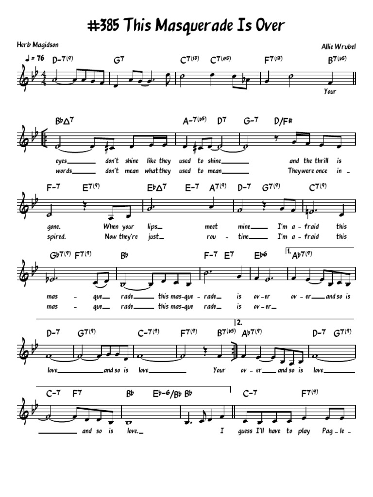 This Masquerade Is Over - Sheet Music | PDF