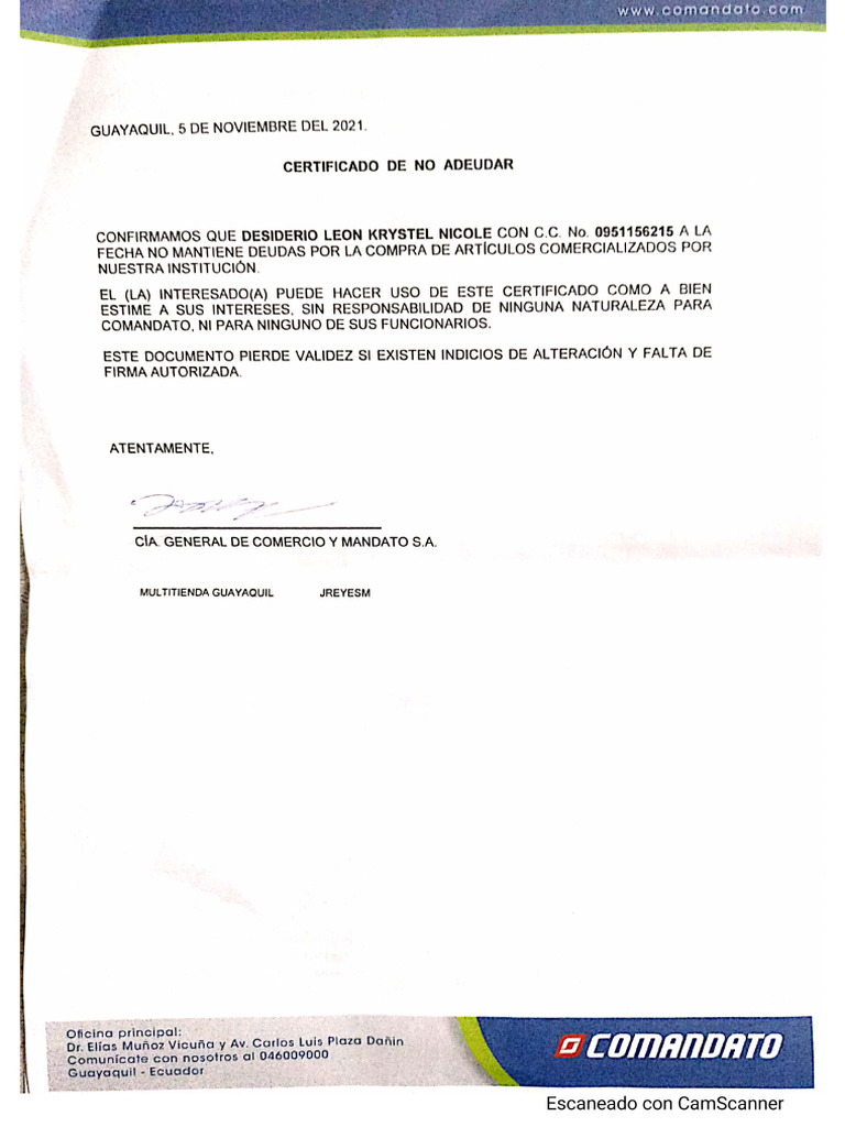 Certificado de Comandato | PDF