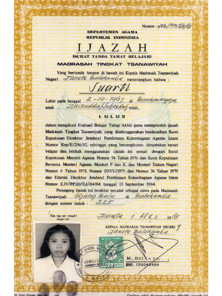 Ijazah MTS | PDF