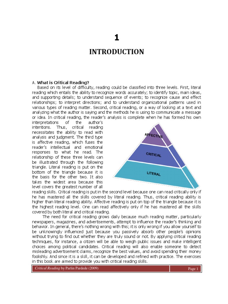 Introduction To Critical Reading Skills | PDF | Reading (Process ...