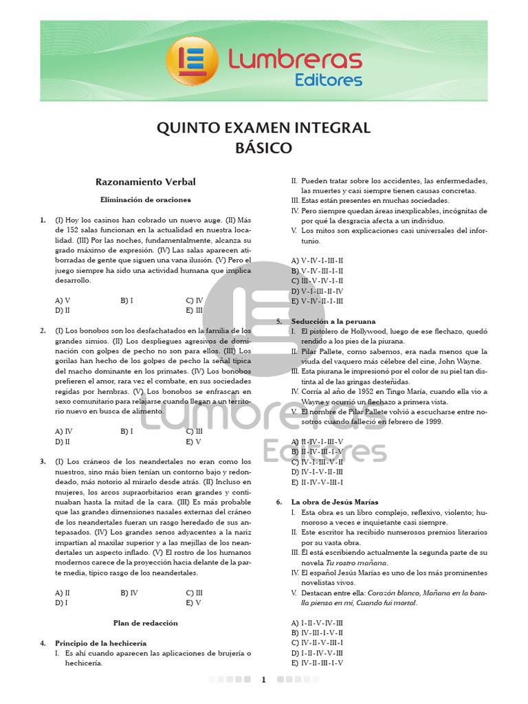 Examen Basico Cinco-3 | PDF | Etanol