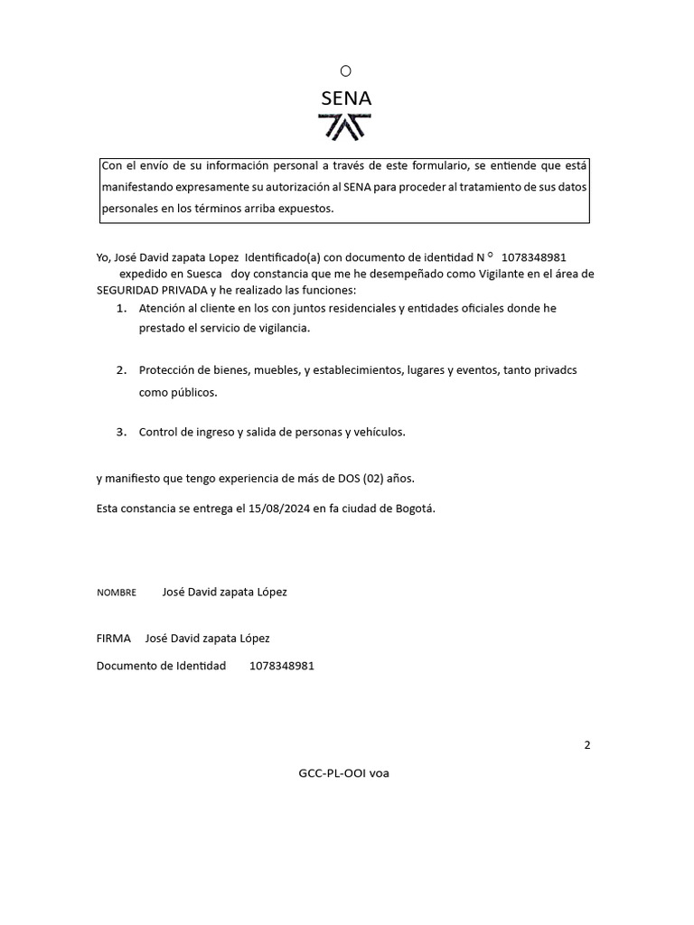 Sena | PDF | Documento de identidad | Justicia