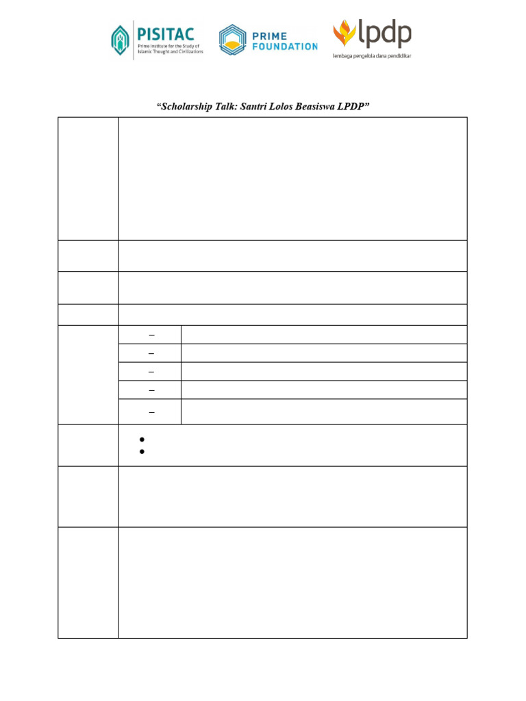 Template ToR - Webinar Scholarship Talk | PDF