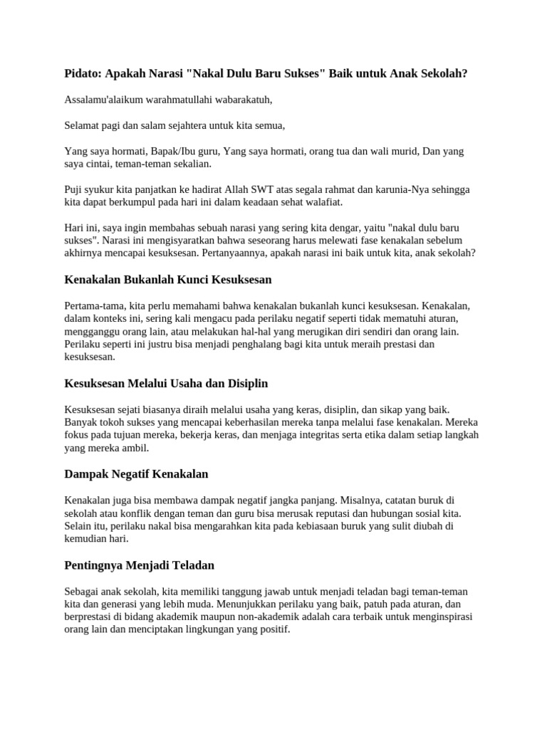 Nakal Dulu Baru Sukses | PDF