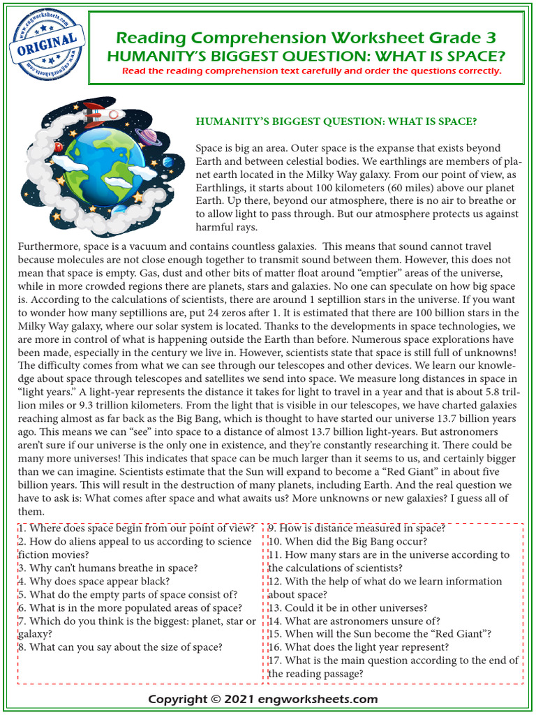 4q9XzfF1HI English ESL Reading Comprehension Worksheet Grade 3 | PDF ...