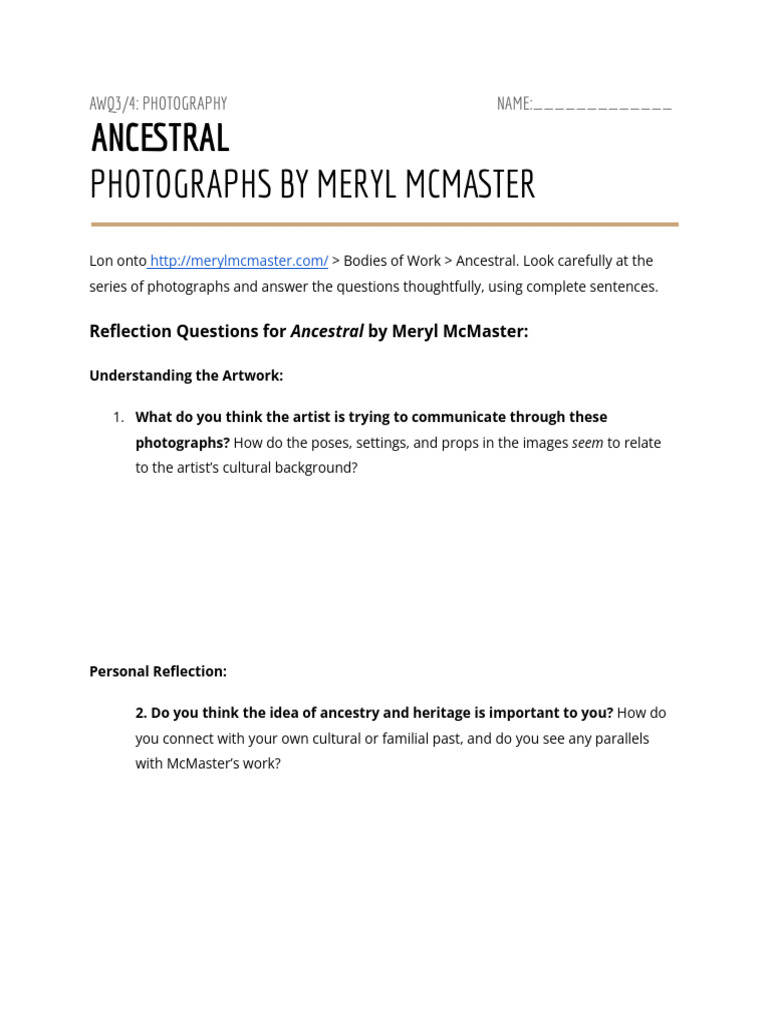 Meryl McMaster Reflection | PDF | Photograph | Shadow