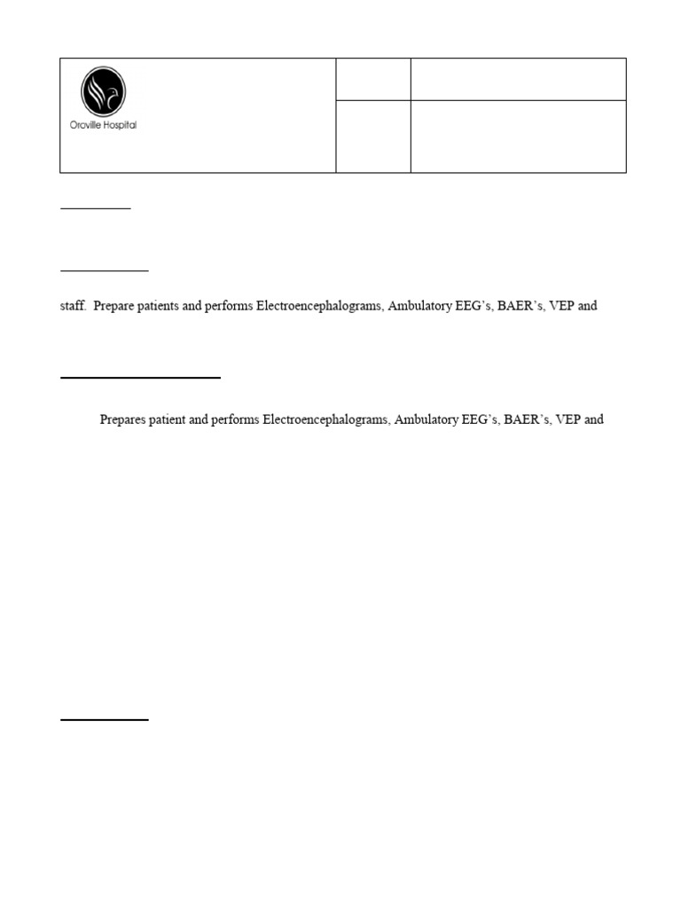 EEG Tech Job Description | PDF | Electroencephalography | Medicine