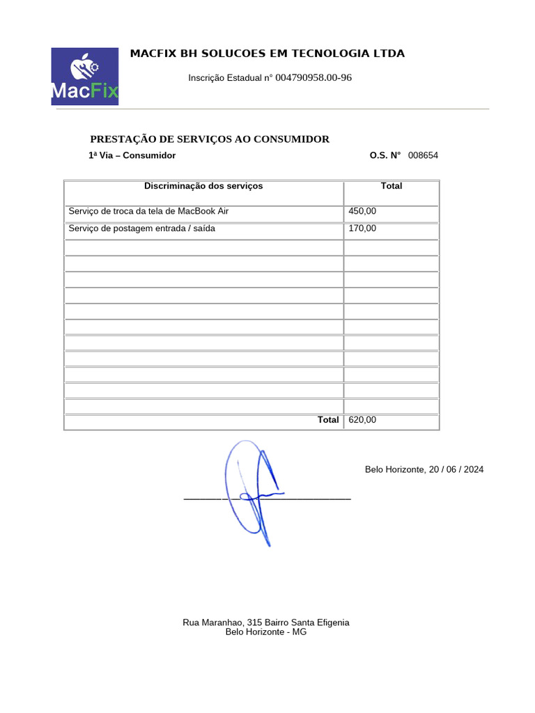 Modelo de Nota Fiscal de Servico | PDF