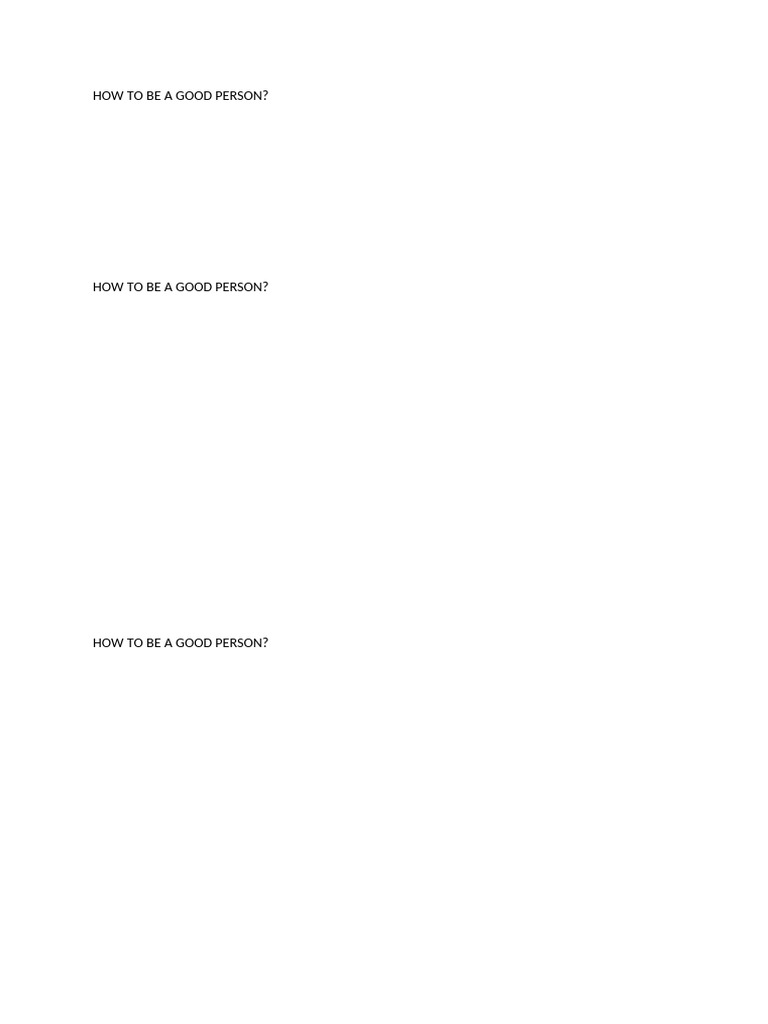 How To Be A Good Person | PDF