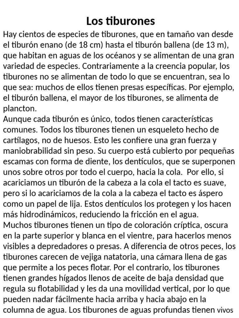 Características y sentidos de los tiburones | PDF | Tiburones | Pescado