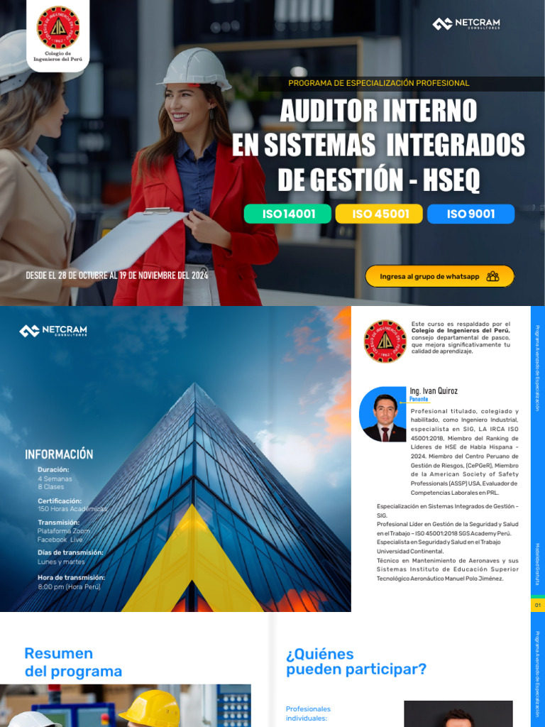 Brochure Auditor Interno | PDF | Auditoría | Calidad (comercial)