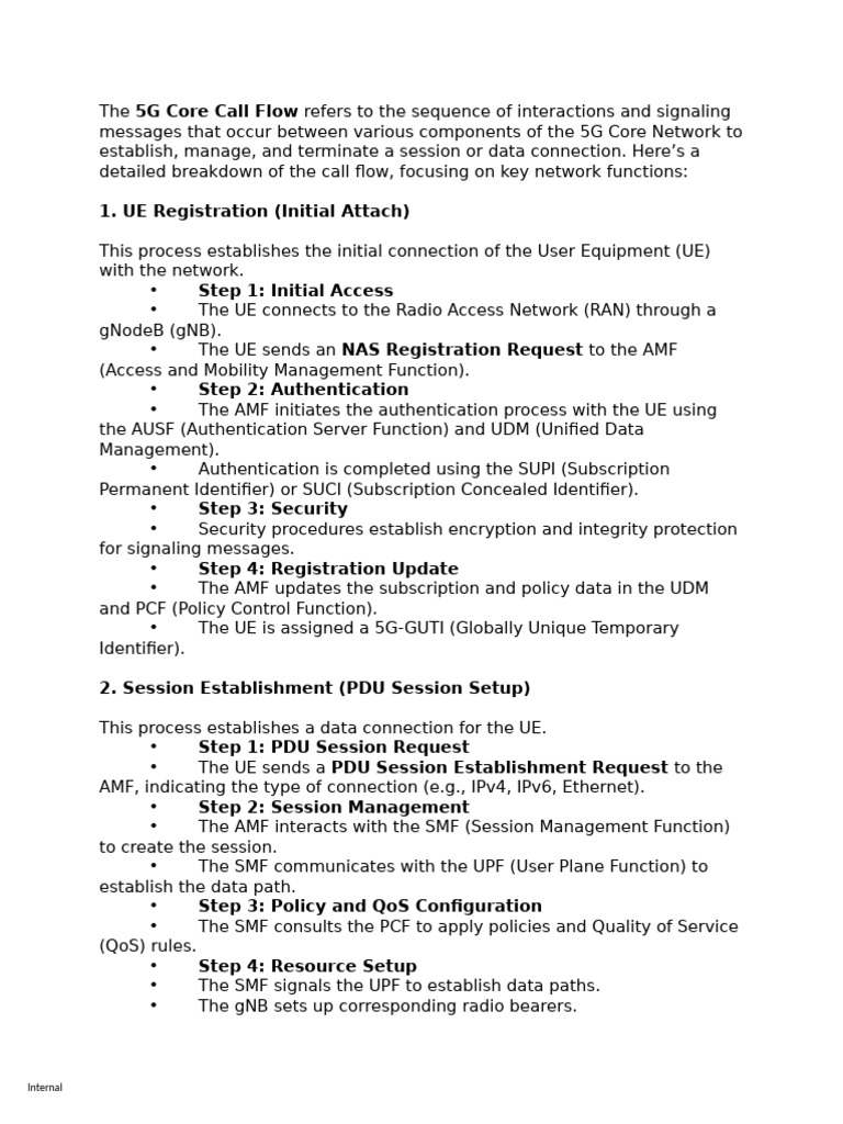 5G Core Call Flow | PDF | Computer Network | Quality Of Service