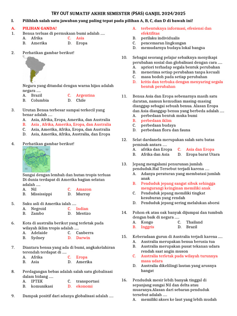 Try Out PSAS IPS SMP Kelas 9 | PDF