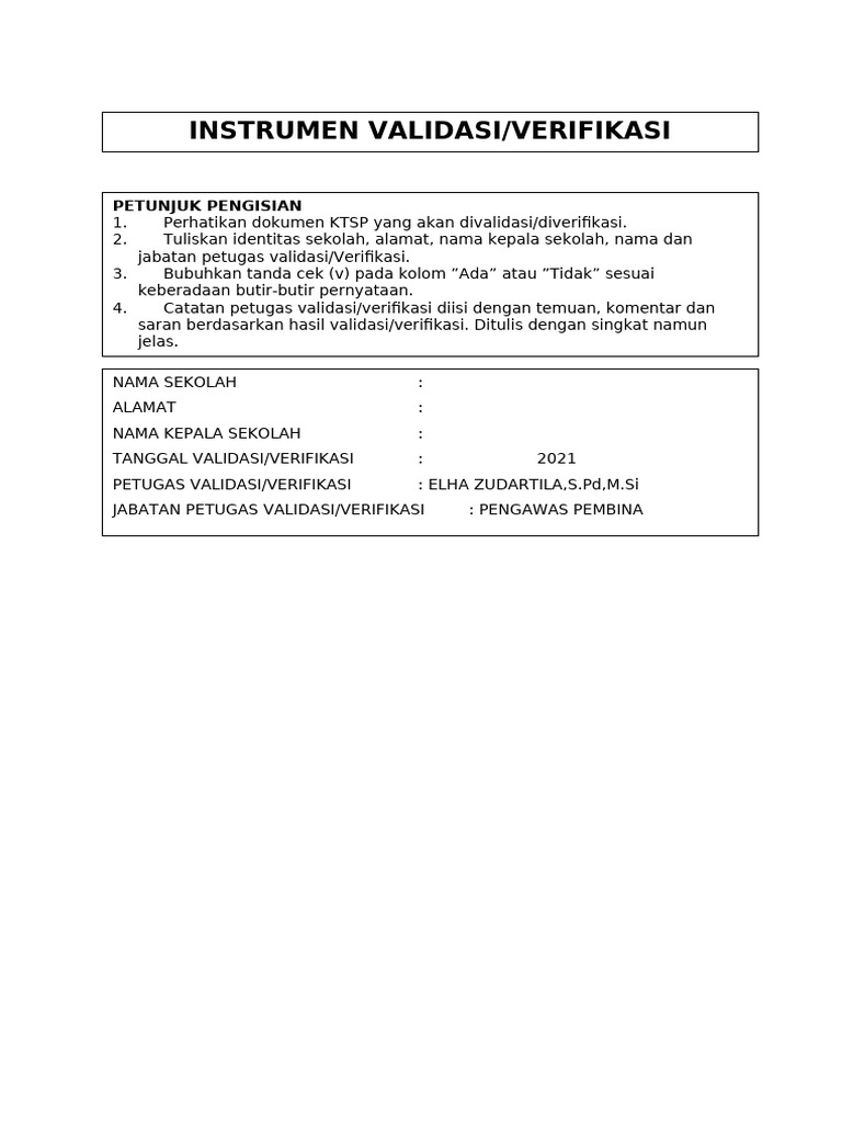 Validasi Kurikulum | PDF