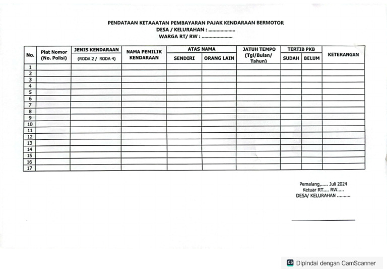 Pendataan Pajak Kendaraan PML | PDF