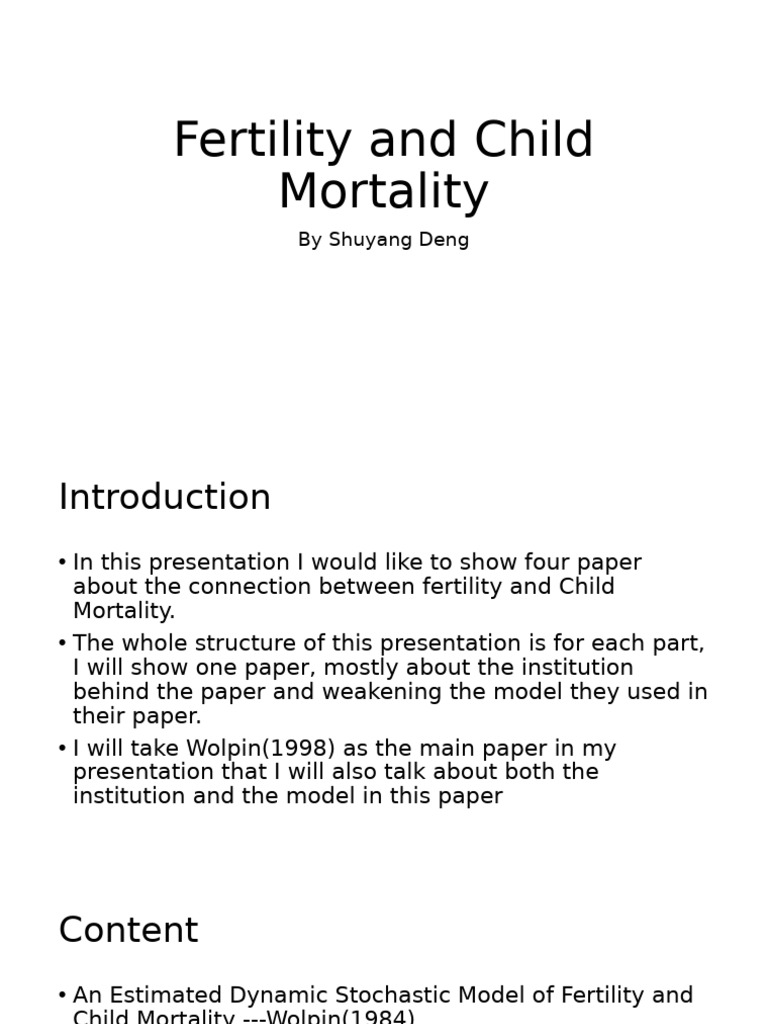 Fertility and Child Mortality | PDF | Risk | Infant Mortality