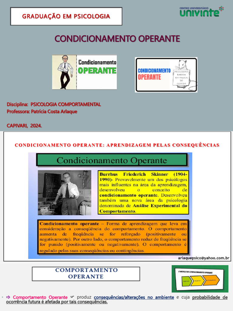UNIVINTE Condicionamento Operante PDF | PDF | Comportamento | Conceitos ...