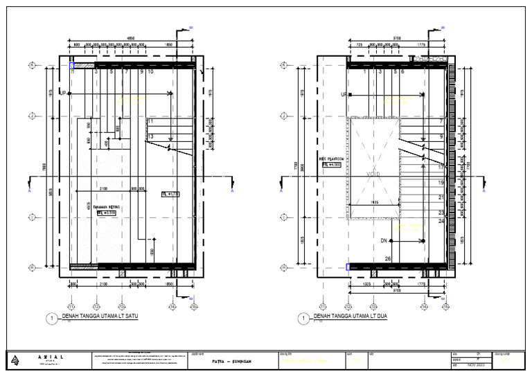 Denah Tangga Utama LT Satu 1 Denah Tangga Utama LT Dua 1: Anak Tangga ...