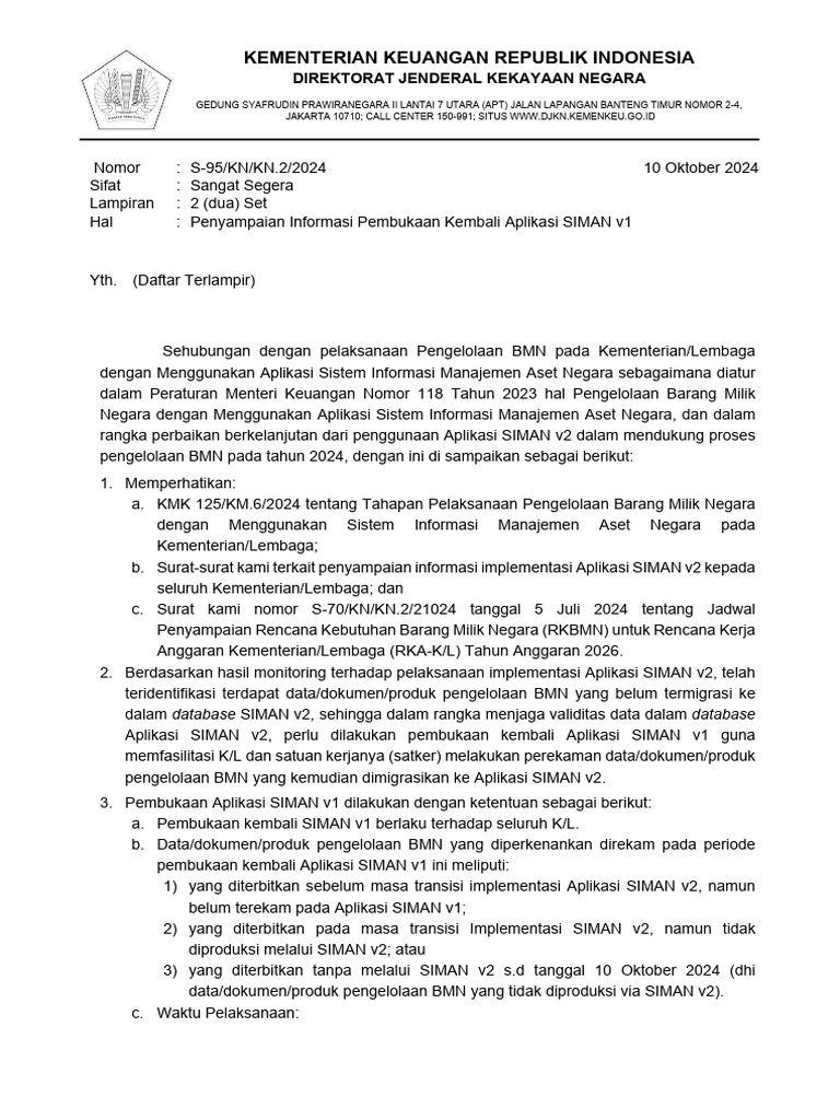 Pembukaan Aplikasi SIMAN v1 2024 | PDF