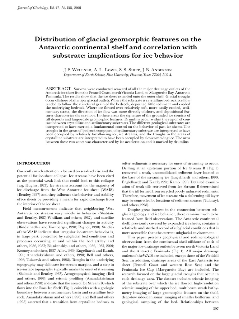 Distribution of Glacial Geomorphic Features On The Antarctic ...