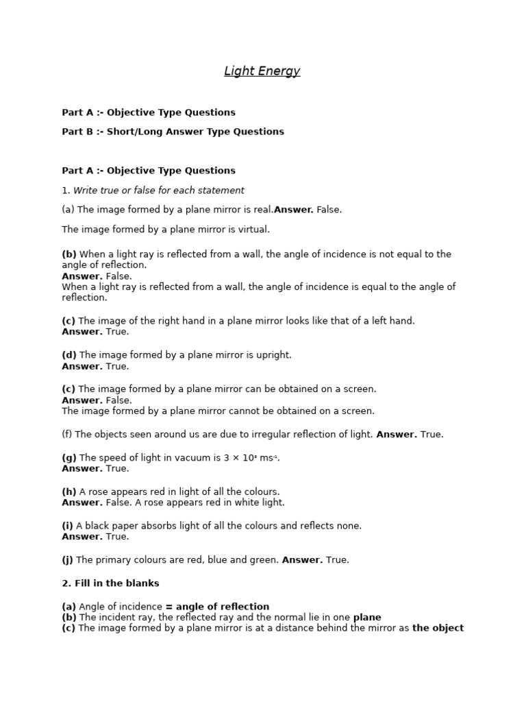 light energy | PDF | Reflection (Physics) | Mirror