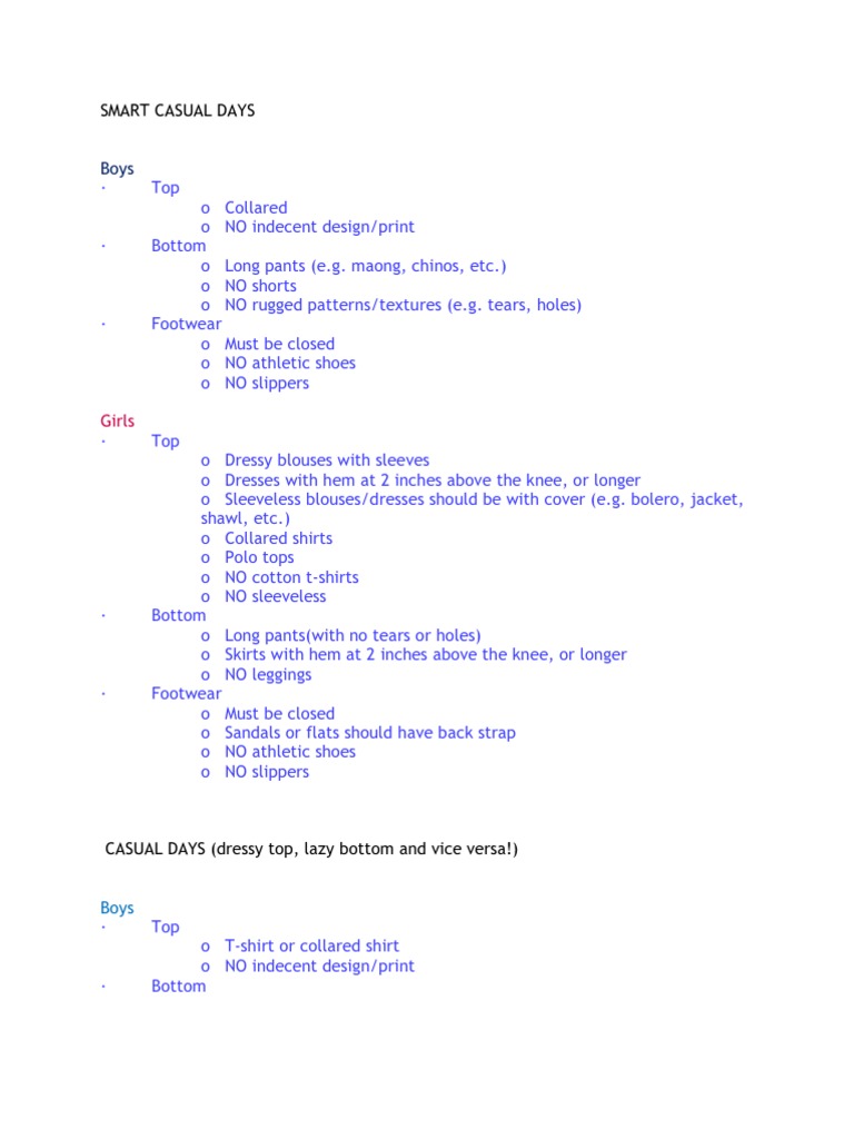 HSC 2026 Dress Code Guidelines | PDF | Home & Garden