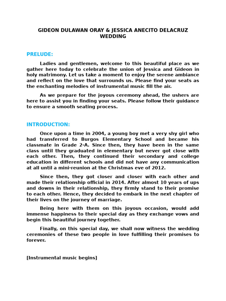 Wedding Ceremony Script | PDF | Social Conventions | Marriage