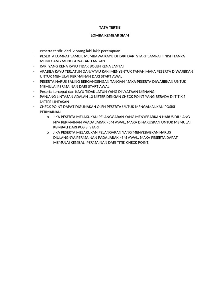 Tata Tertib Lomba Kembar Siam | PDF