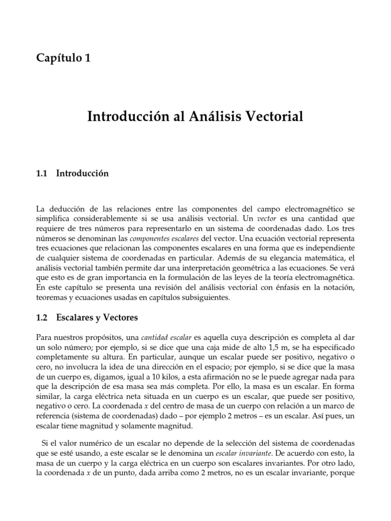 Introduccion Analisis Vectorial | PDF | Vector Euclidiano | Escalar (Matemáticas)