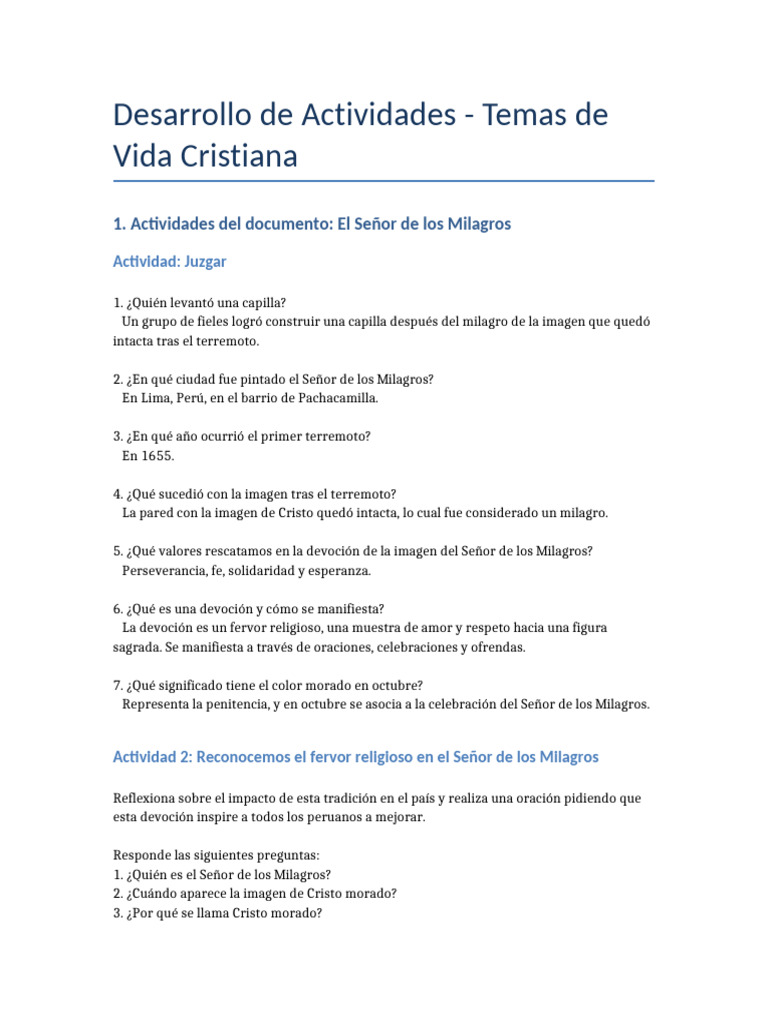 Actividades sobre Vida Cristiana y Laicos | PDF | Iglesia Católica ...
