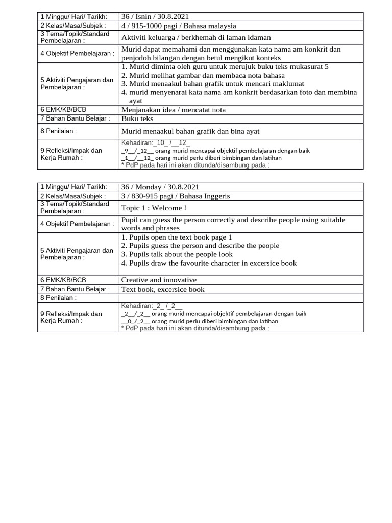 RPH Minggu 36-1 | PDF