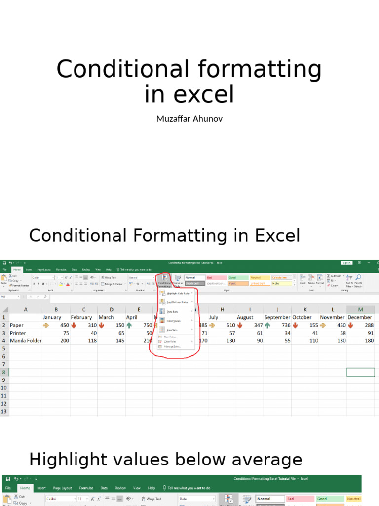 Conditional formating using excel | PDF
