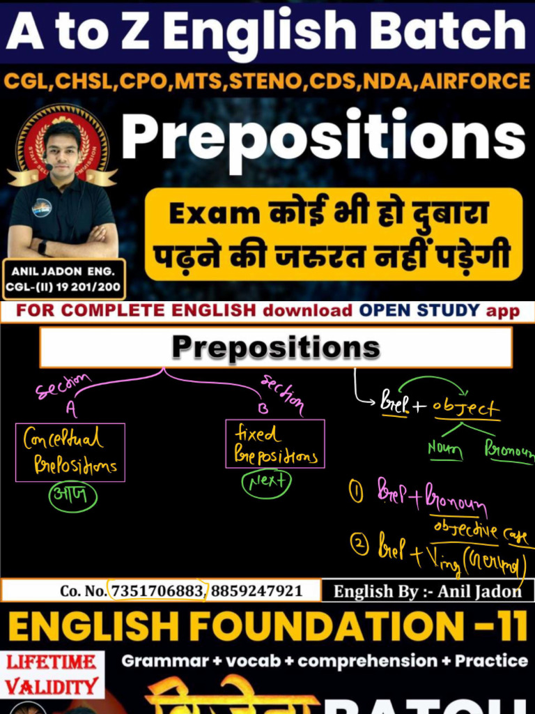 Preposition - All Concepts by Anil Jadon | PDF