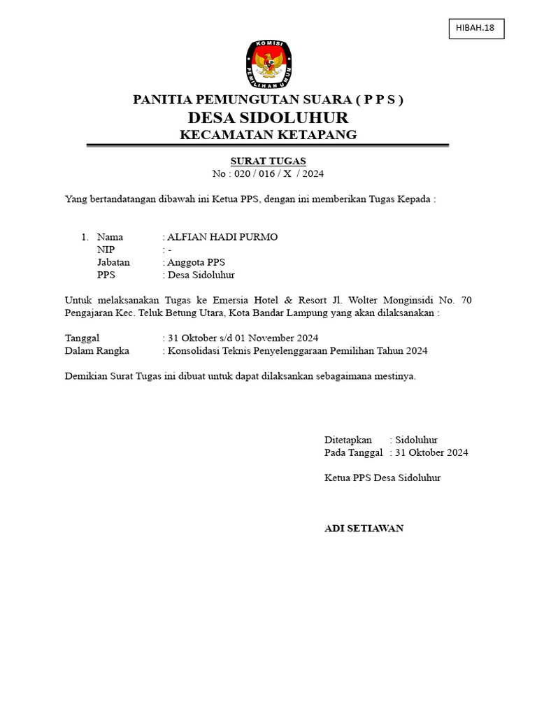Surat Tugas PPS 1 | PDF