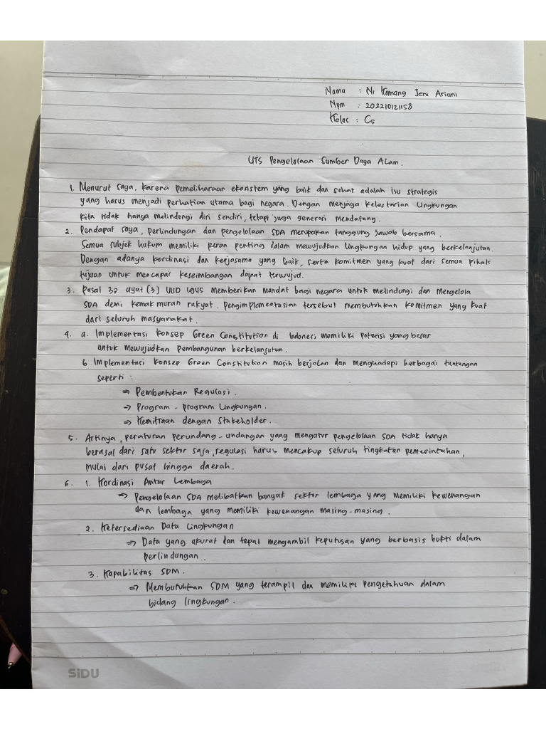 Uts Pengelolaan Sumber Daya Alam | PDF