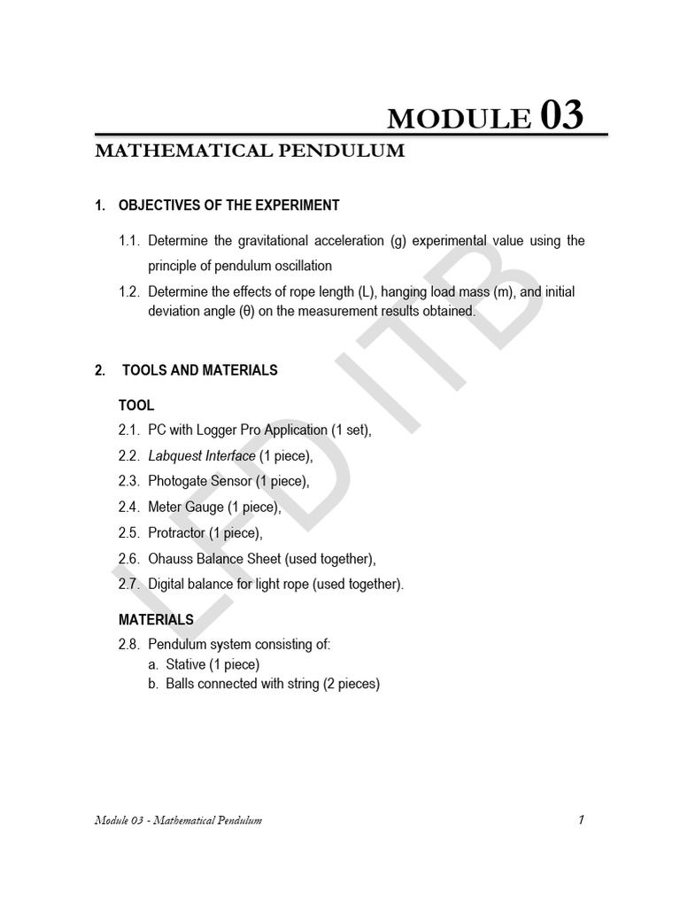 MODULE 03 Mathemathical Pendulum | PDF | Pendulum | Oscillation