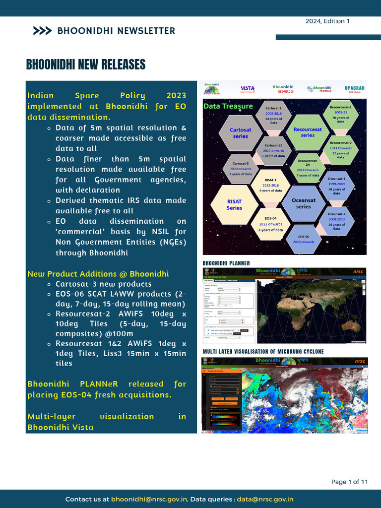 Bhoonidhi NewsLetter 2024, Edition 1 | PDF | Visualization (Graphics) | Computing