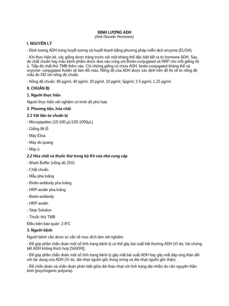 ĐỊNH LƯỢNG ADH | PDF