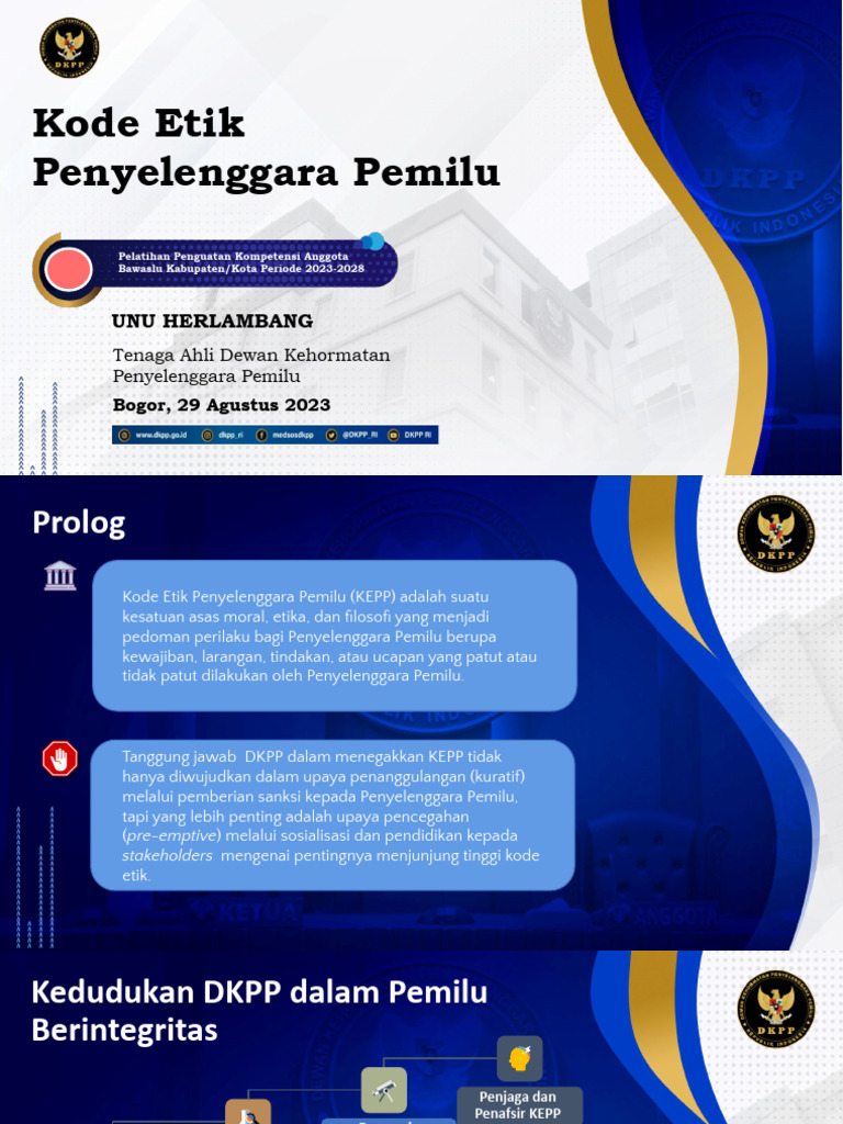 (Slides) Unu Herlambang - Pelatihan KEPP-Bawaslu - 29 Agustus 2023 | PDF