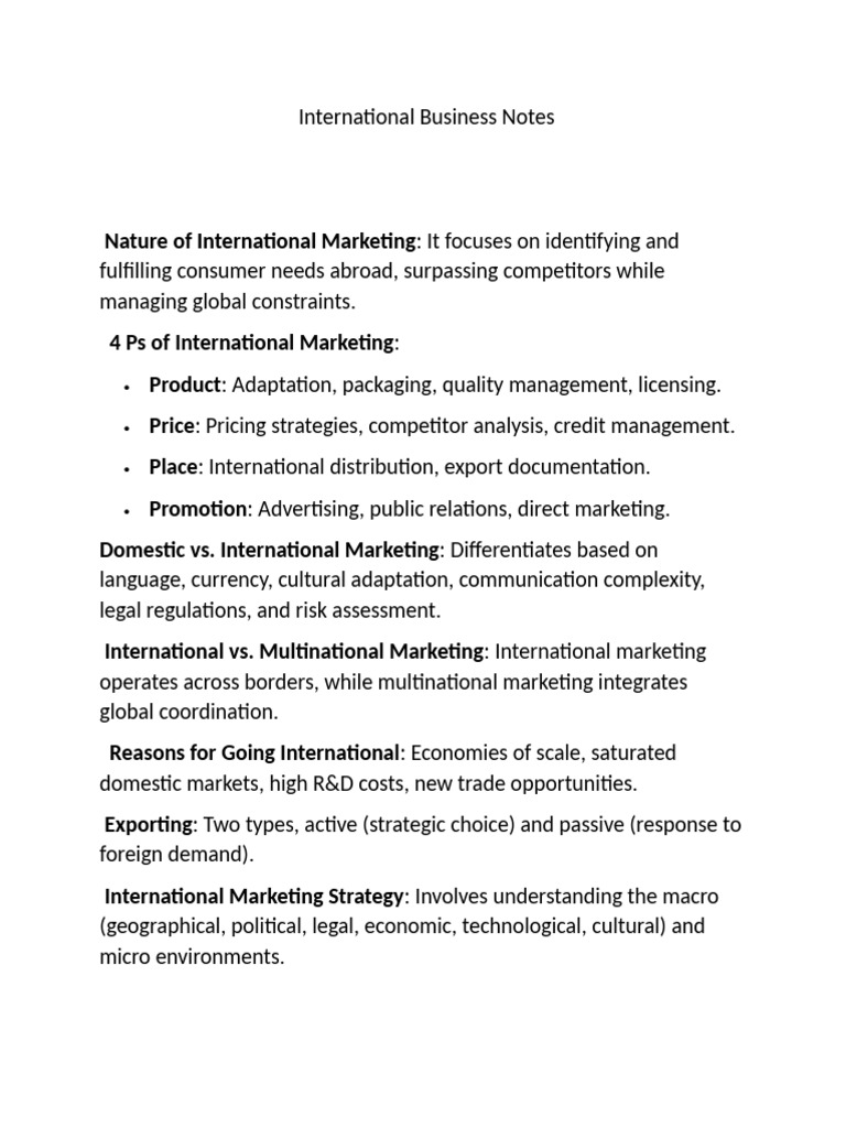 International Marketing Strategies Overview | PDF | Marketing | Market ...