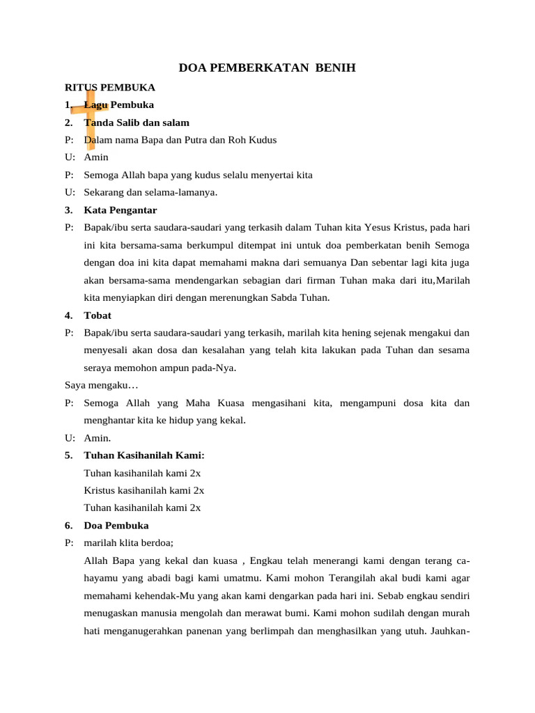 Doa PEMBERKATAN BENIH LINA | PDF
