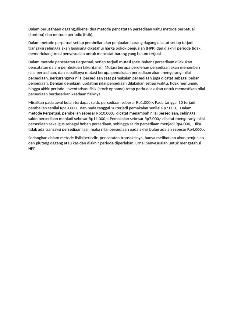 Metode Pencatatan Persediaan: Perpetual vs Periodic | PDF