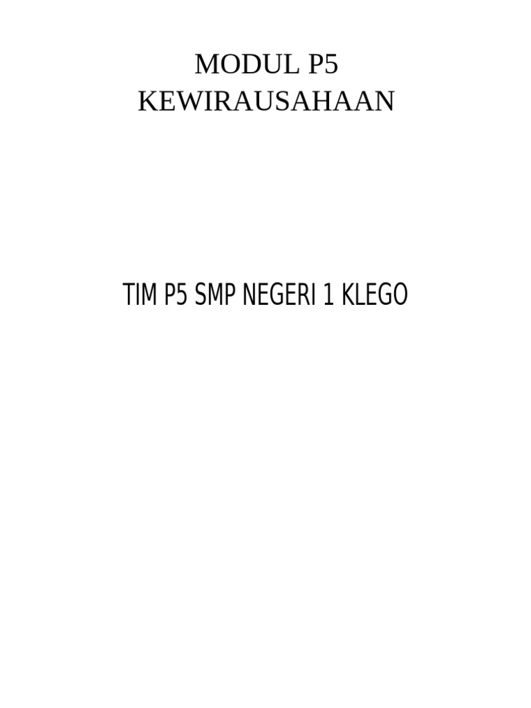 Contoh Modul P5 SMP Fase D Tema Kewiraus | PDF