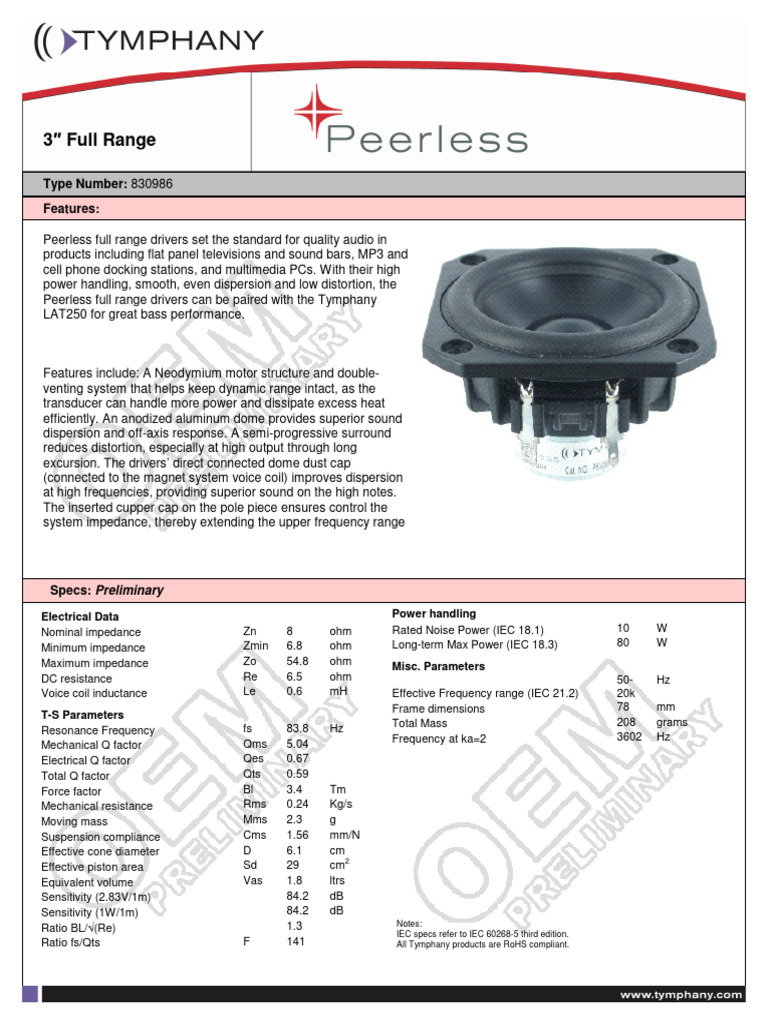 Peerless Tymphany 830986 China | PDF | Electronic Engineering ...