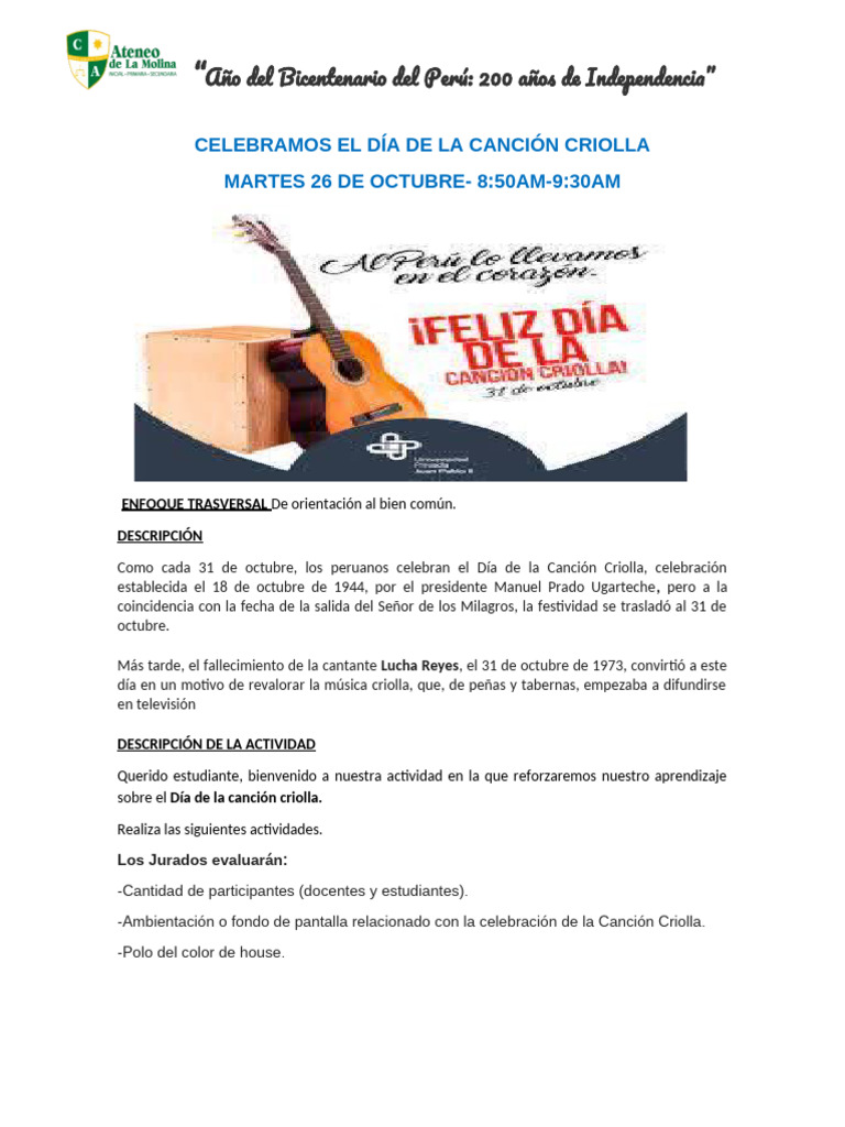 Día de La Canción Criolla 2021 | PDF | Perú
